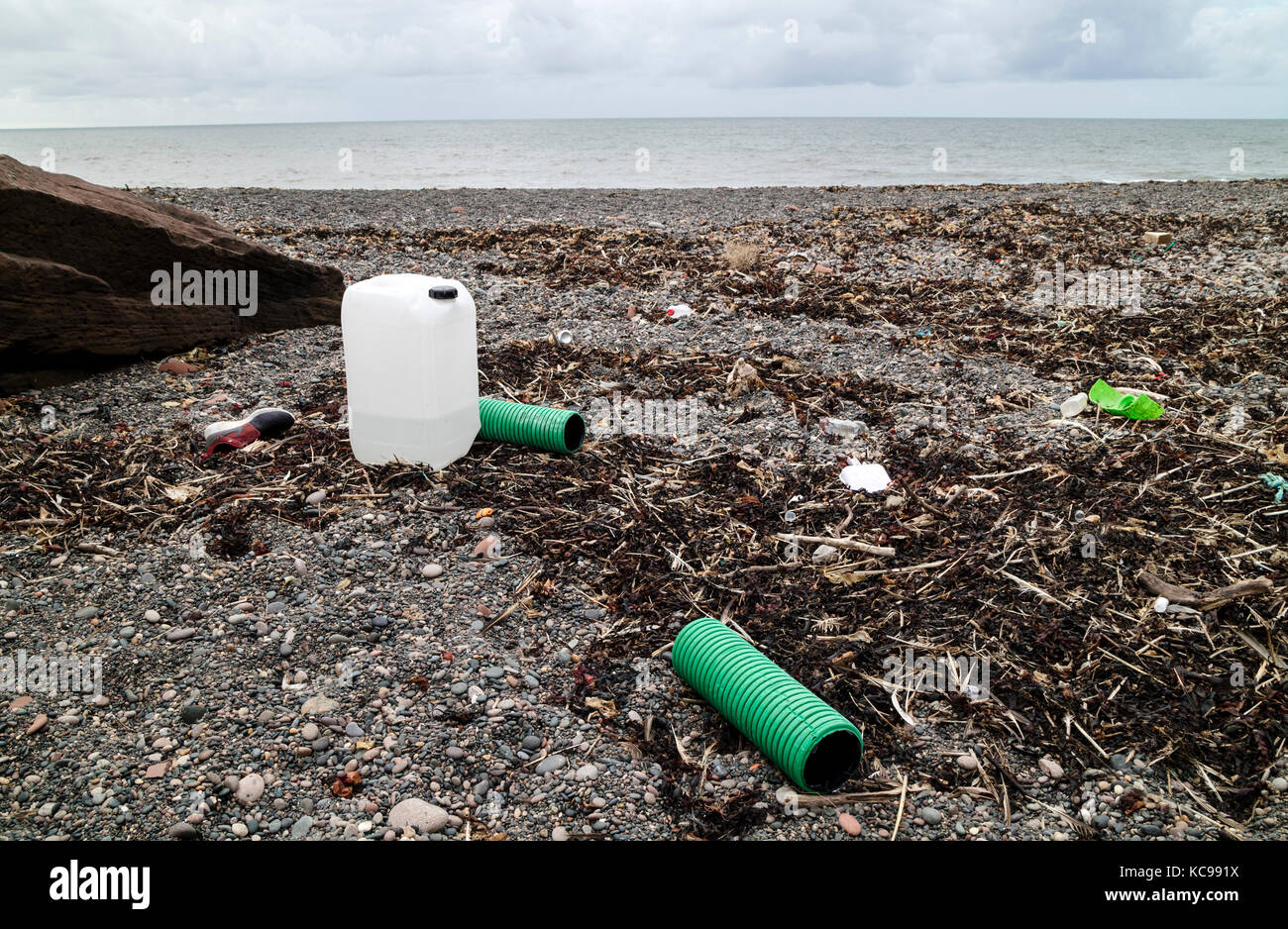 Plastic and other Debris Washed up on the Beach of Fleswick Bay Near St ...