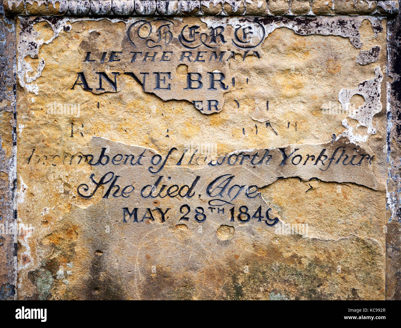 Detail of the Anne Bronte Grave in the Churchyard at St Marys Church ...