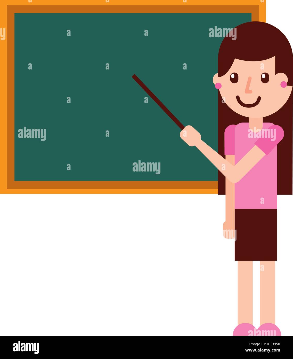 cartoon teacher with pointer standing in front of blackboard Stock ...