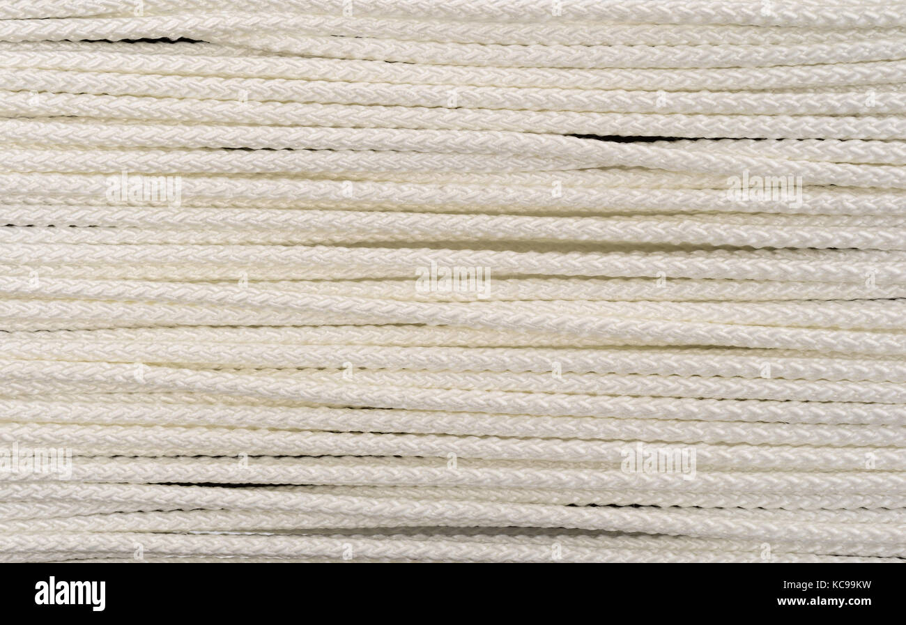 A very close view of white polypropylene rope Stock Photo - Alamy