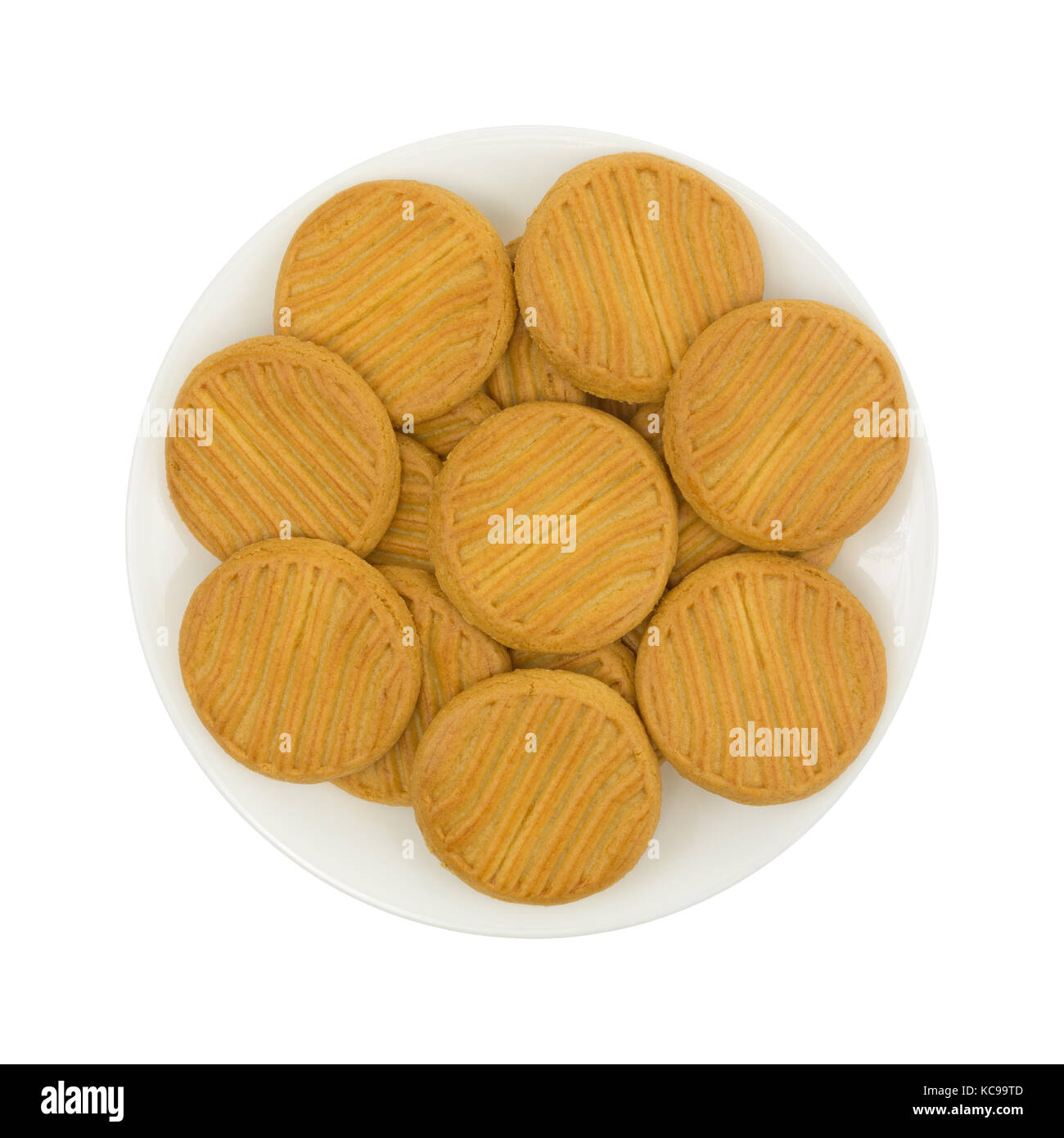 Top view of a plate full of sugar free shortbread cookies isolated on a ...