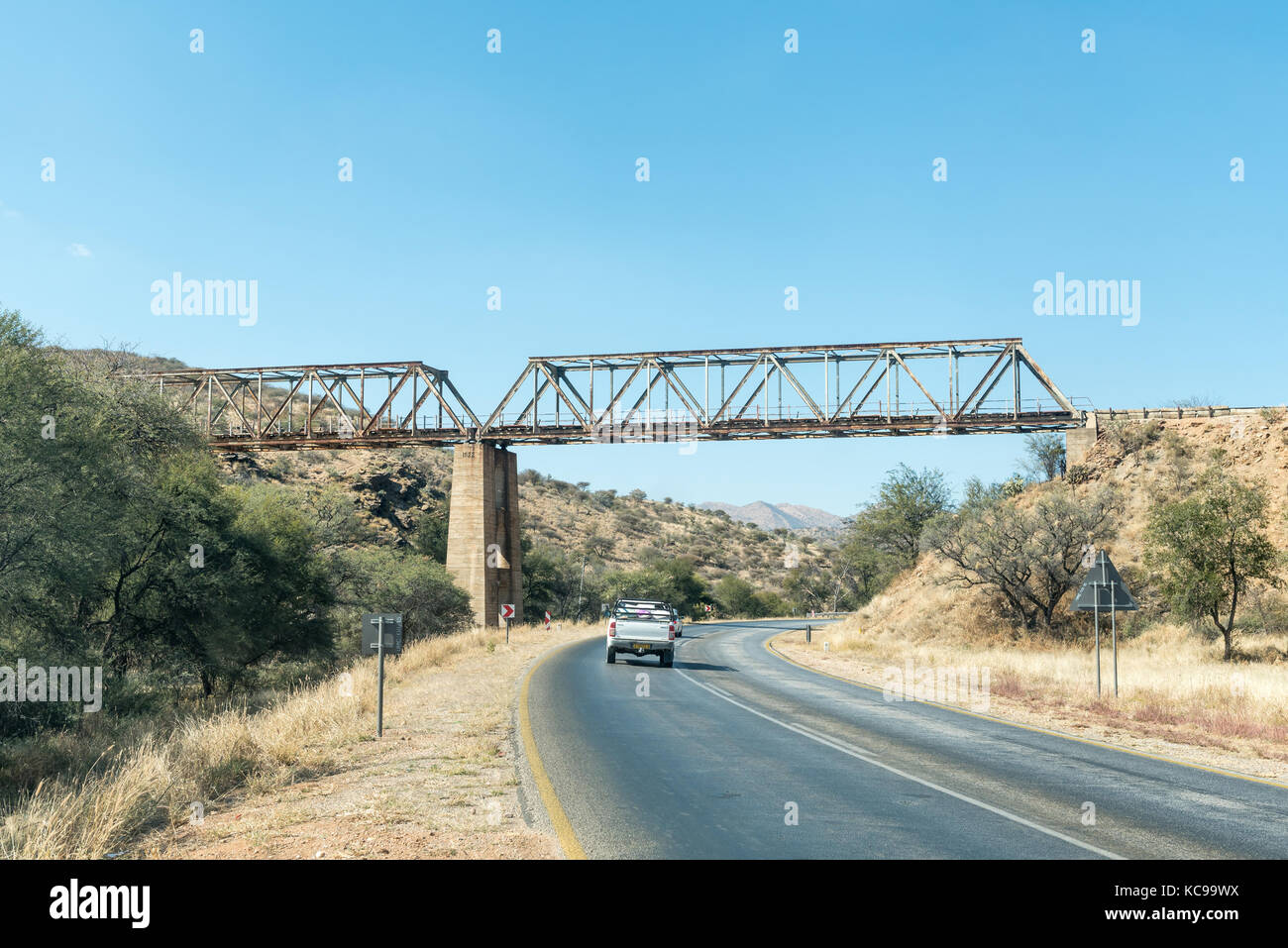 WINDHOEK, NAMIBIA - JULY 4, 2017: An historic railroad bridge, built ...