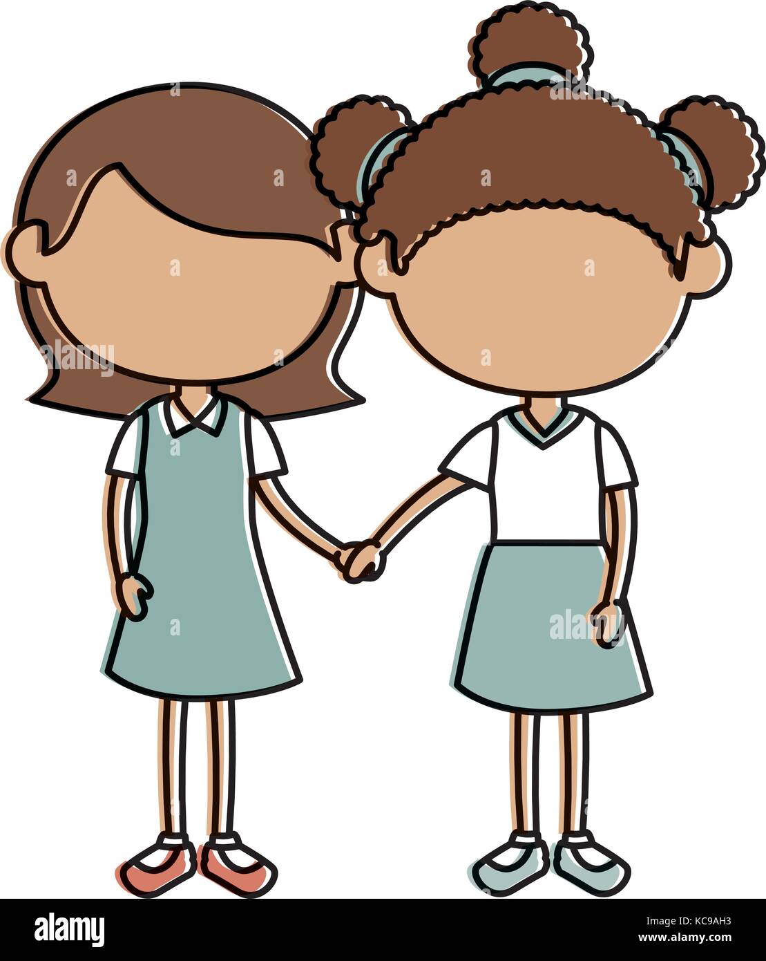 cute little girls characters vector illustration design Stock Vector ...