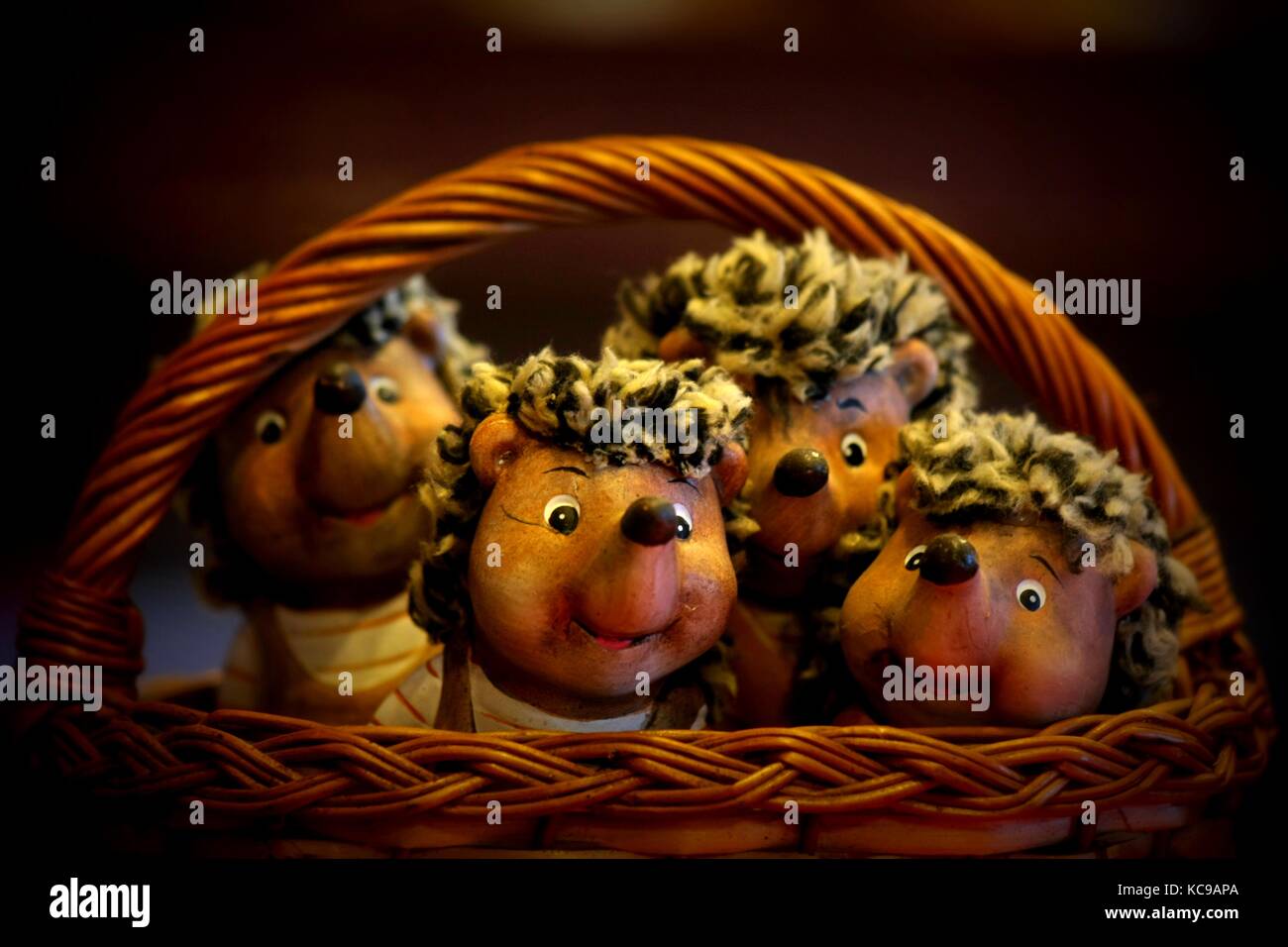 Hedgehog dolls.in the basket Stock Photo - Alamy