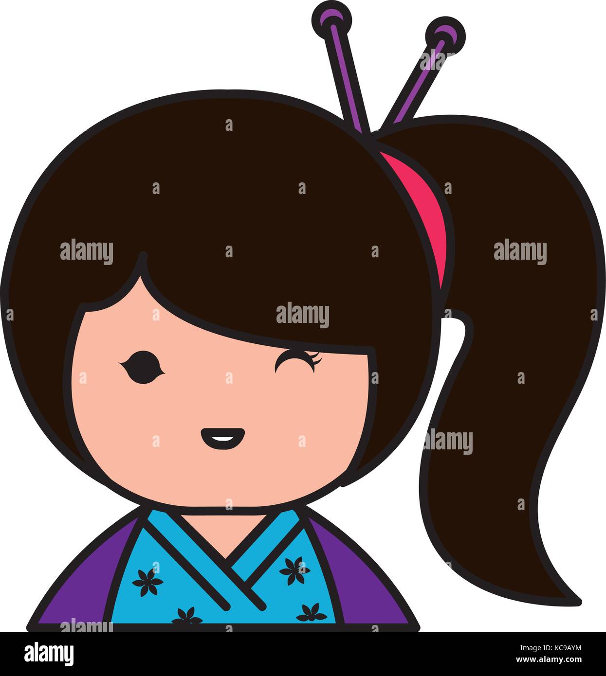 little japanese doll kawaii character vector illustration design Stock ...