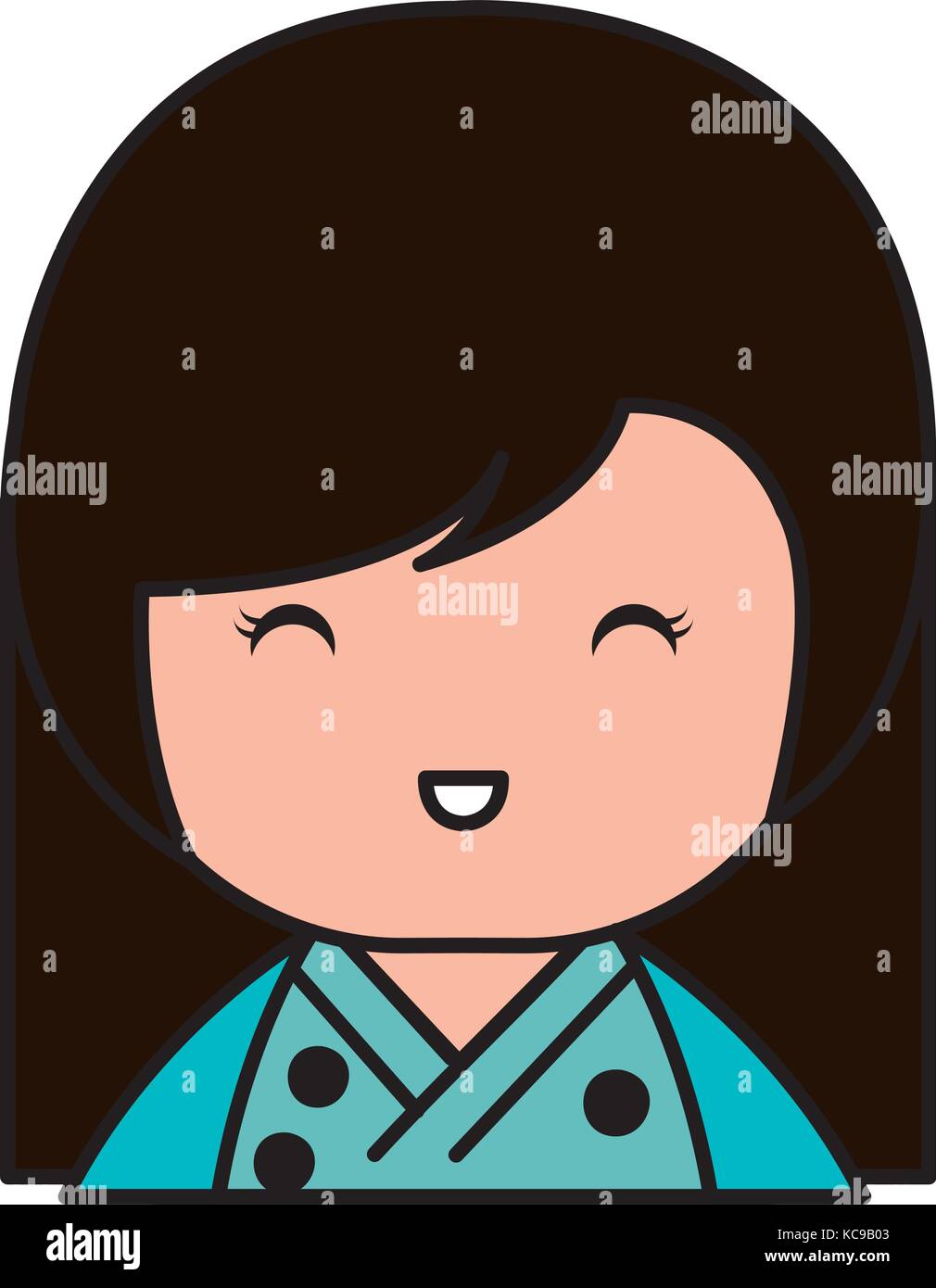 little japanese doll kawaii character vector illustration design Stock ...