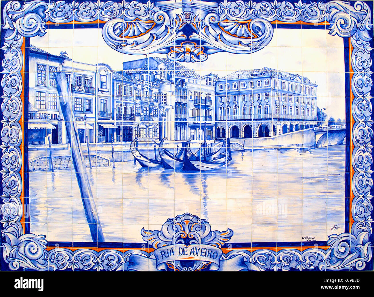 Azulejos, traditional tiles, depicting popular themes of Aveiro region ...
