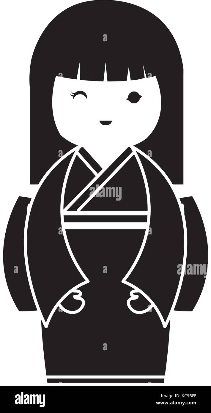 little japanese doll kawaii character Stock Vector Image & Art - Alamy