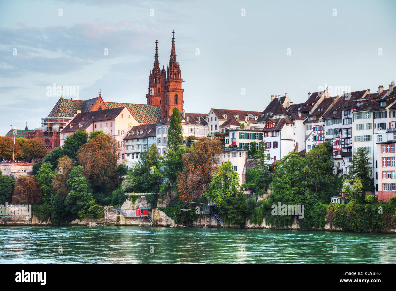 Basel cityscape in Switzerland at night time Stock Photo - Alamy