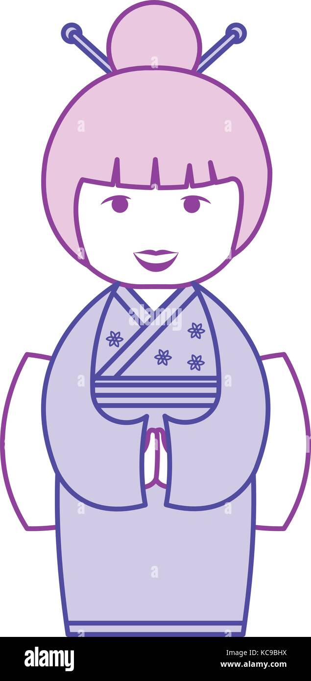 little japanese doll kawaii character Stock Vector Image & Art - Alamy