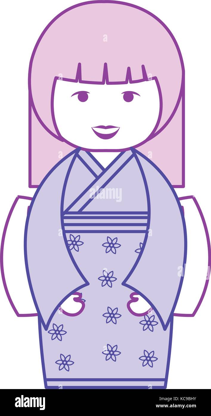 little japanese doll kawaii character Stock Vector Image & Art - Alamy