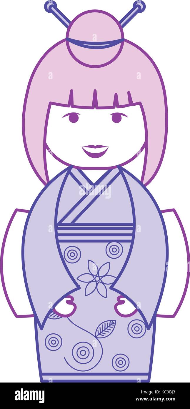little japanese doll kawaii character Stock Vector Image & Art - Alamy