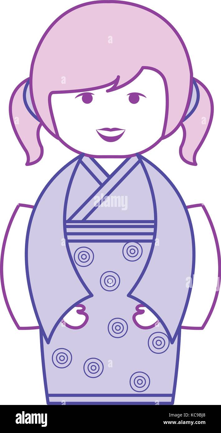 little japanese doll kawaii character Stock Vector Image & Art - Alamy