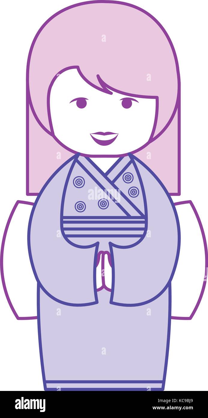 little japanese doll kawaii character Stock Vector Image & Art - Alamy