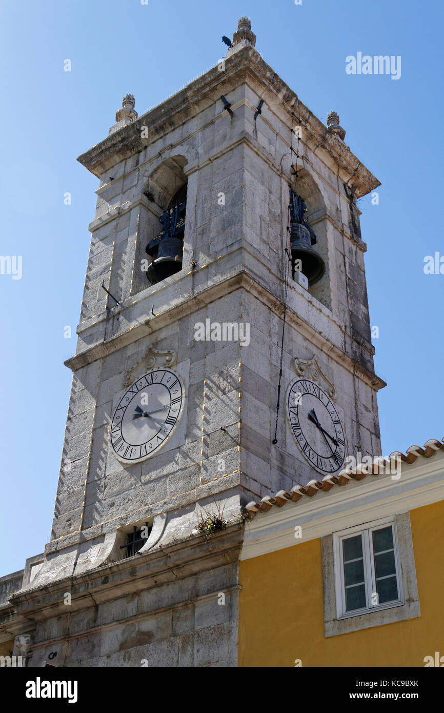 SINTRA, Portugal, April 7, 2017 : Clock tower in Sintra. The city is ...