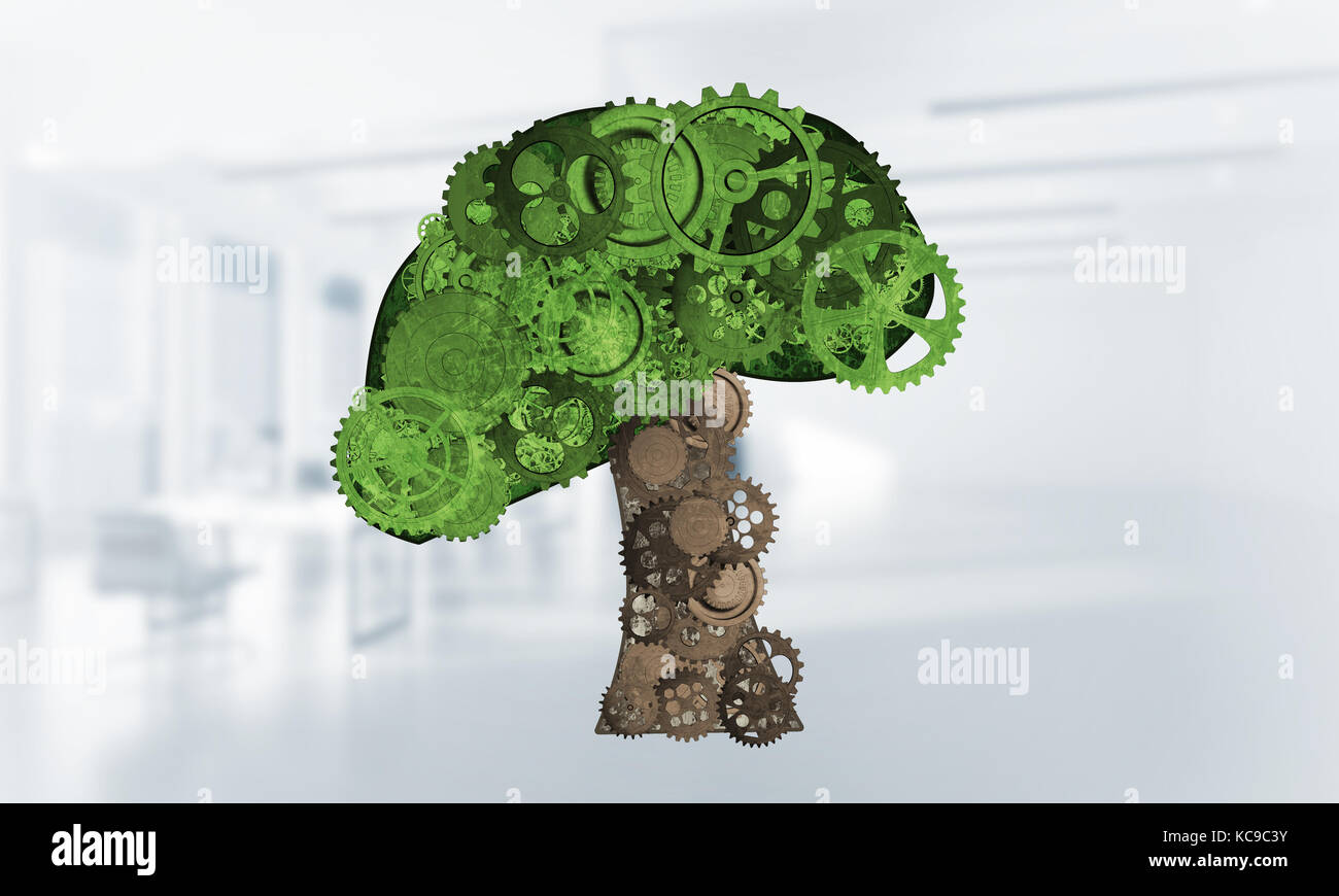 Eco green environment concept presented by tree as working mechanism or ...