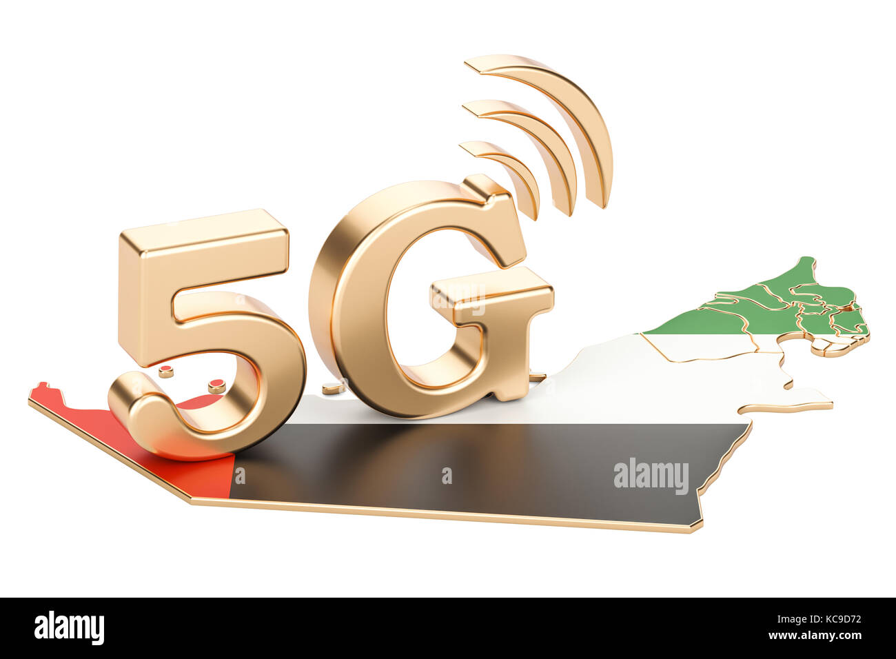 5G in UAE concept, 3D rendering isolated on white background Stock ...