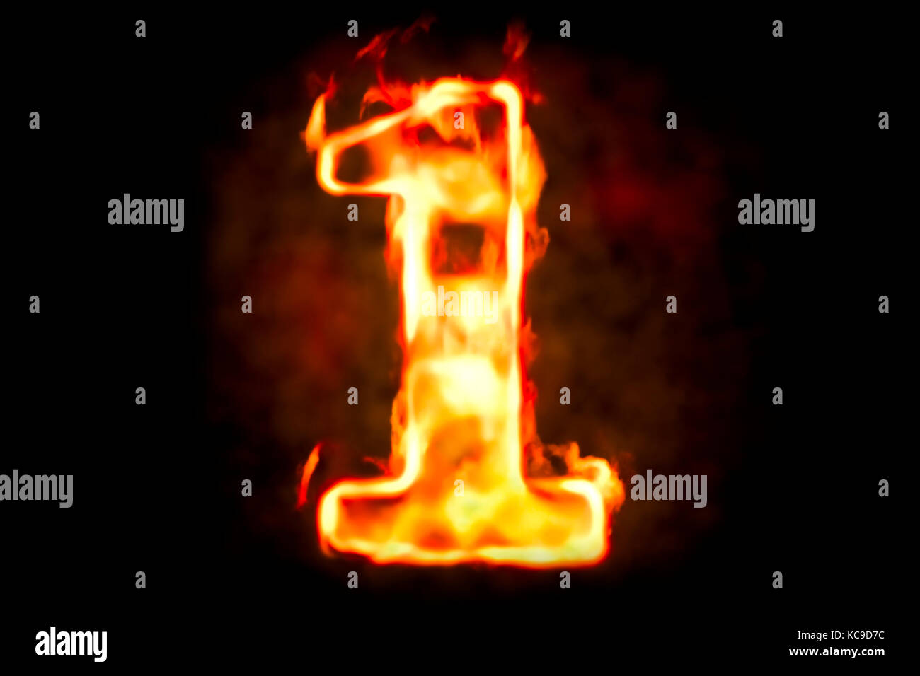 Fire number 1 of burning flame light, 3D rendering Stock Photo - Alamy