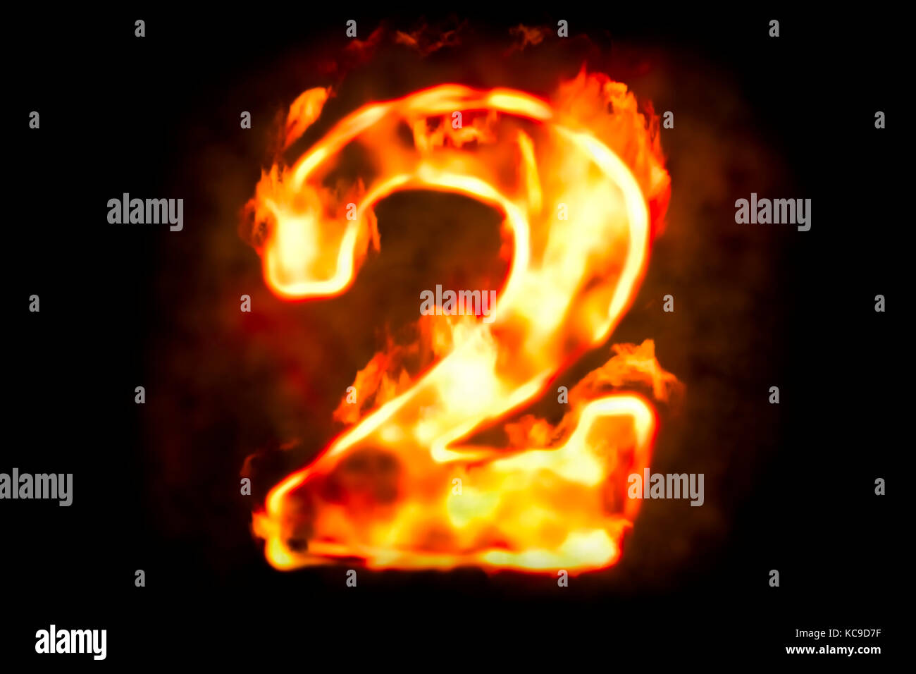 Fire number 2 of burning flame light, 3D rendering Stock Photo - Alamy
