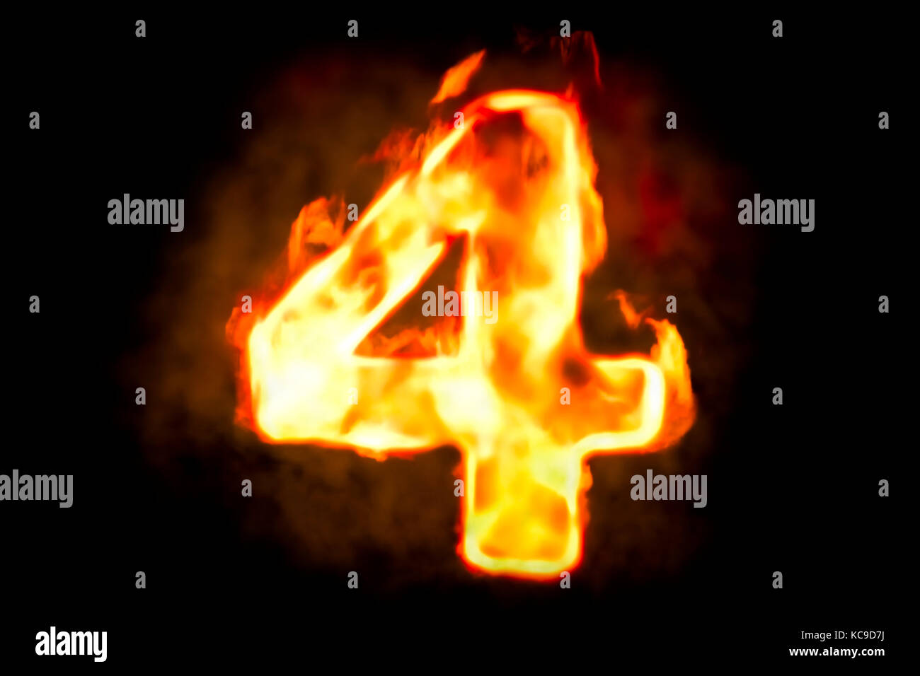 Fire number 4 of burning flame light, 3D rendering Stock Photo - Alamy