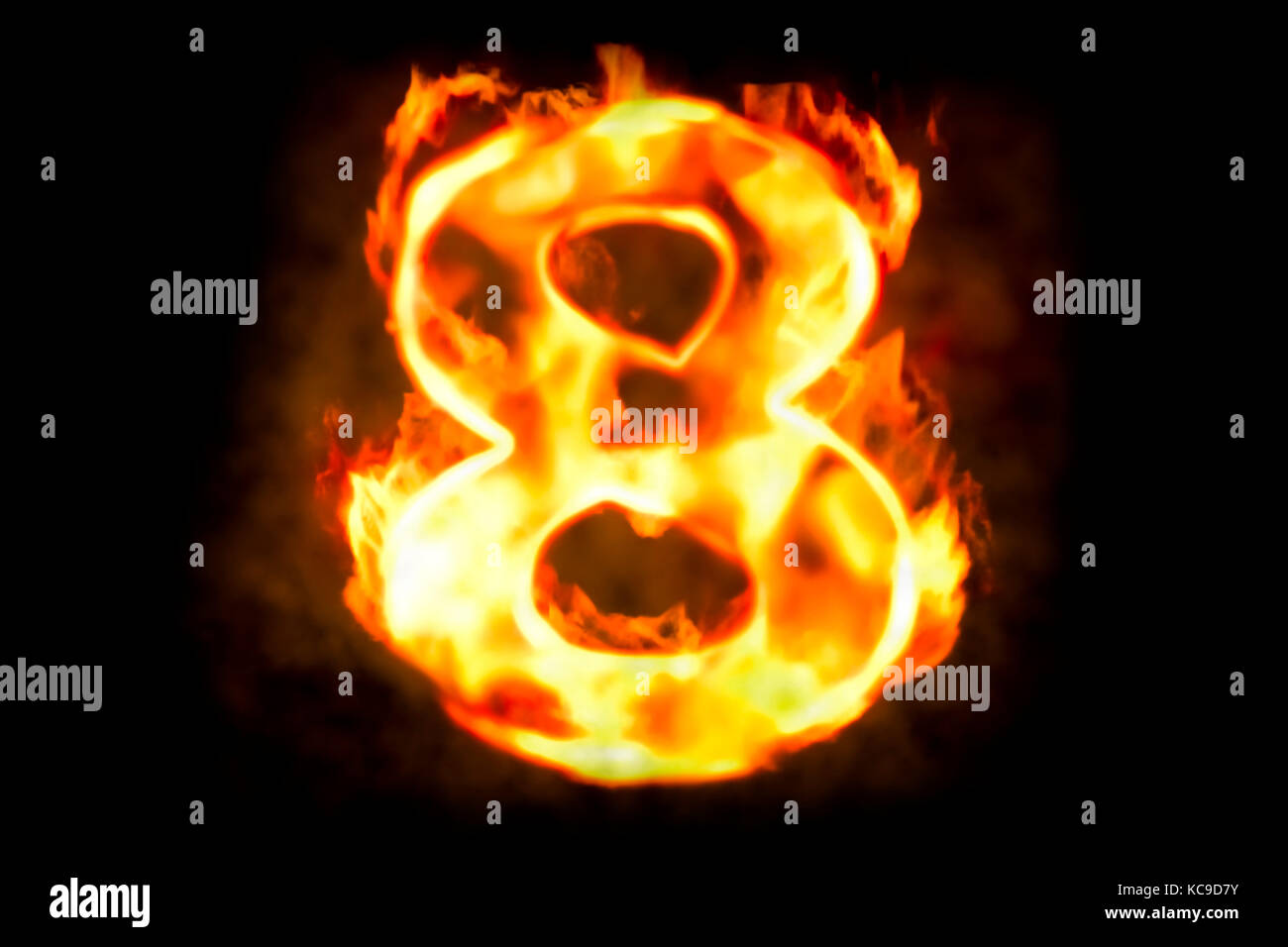 Fire number 8 of burning flame light, 3D rendering Stock Photo - Alamy