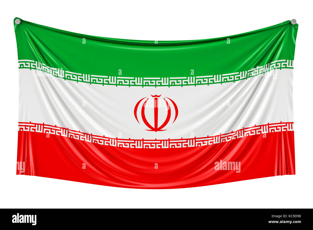 Iran flag hanging on the wall, 3D rendering Stock Photo - Alamy