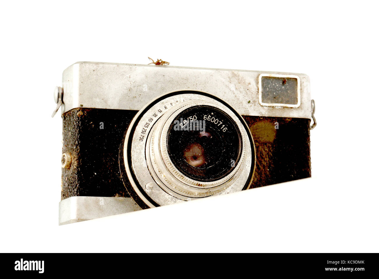 vintage dirty and dusty camera on white isolated background Stock Photo ...