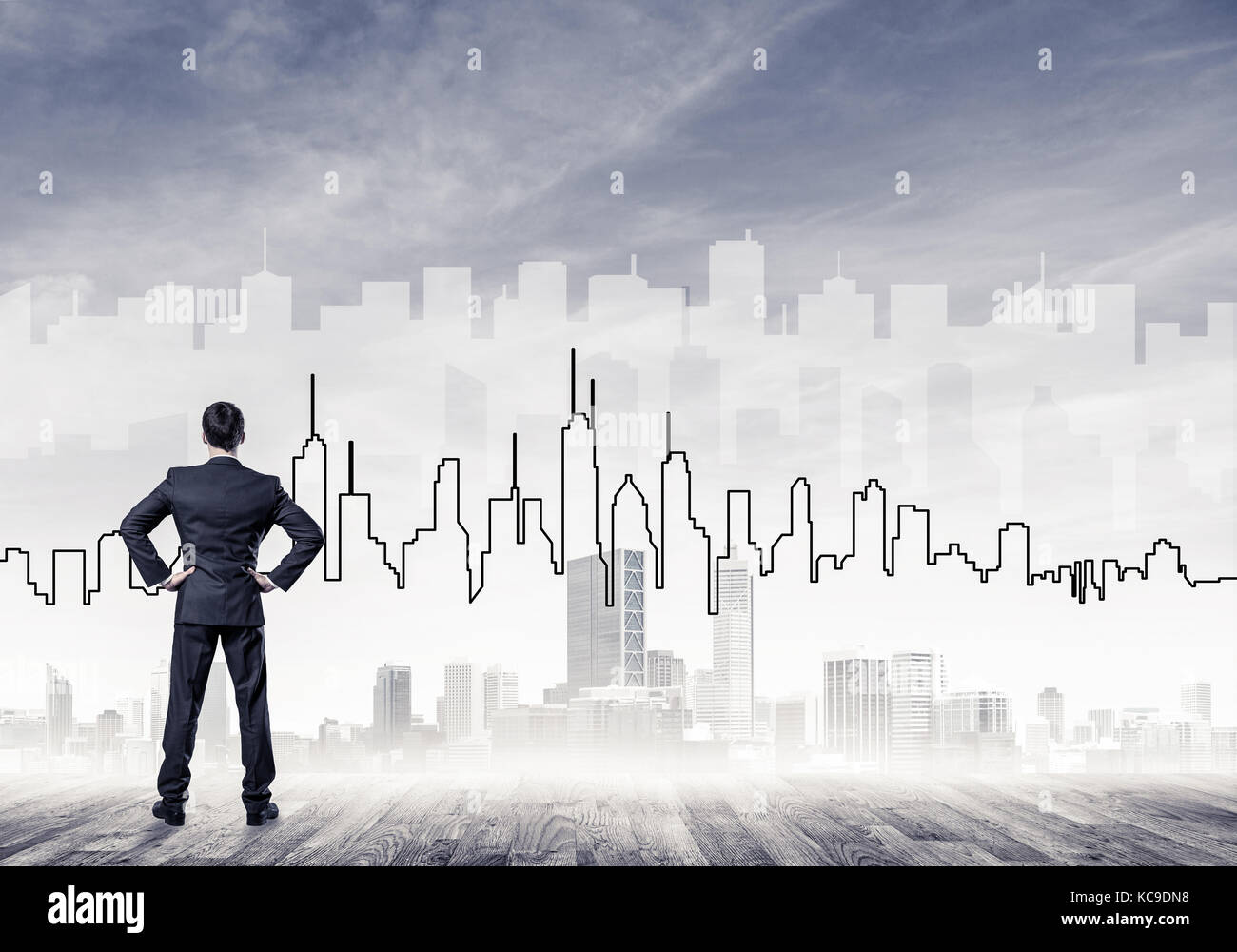 Motivation and inspiration concept with modern cityscape and bus Stock ...