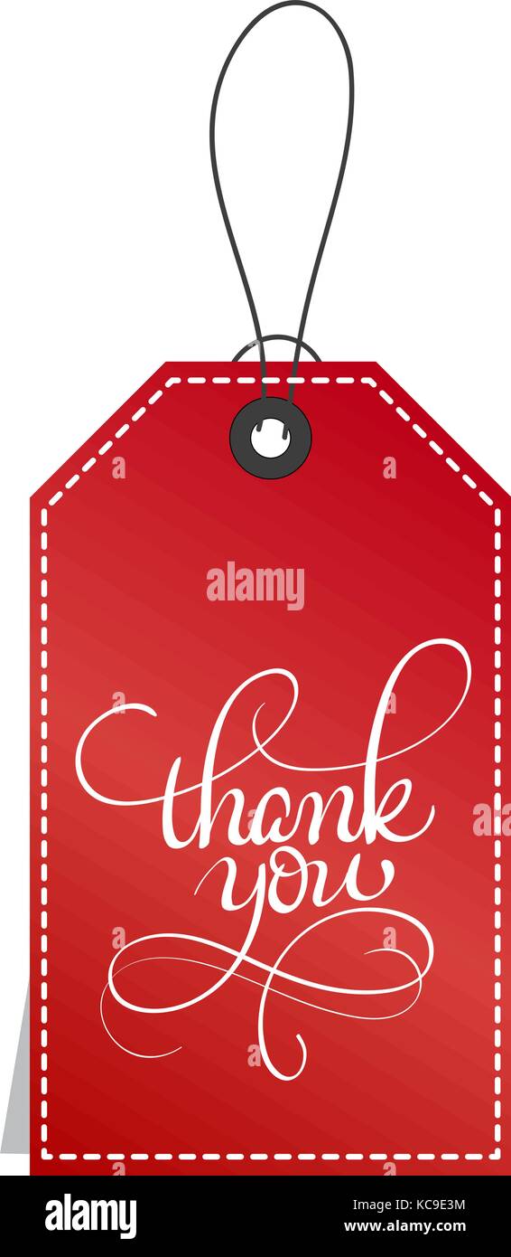 red paper gift tags with text Thank you. Calligraphy lettering hand ...
