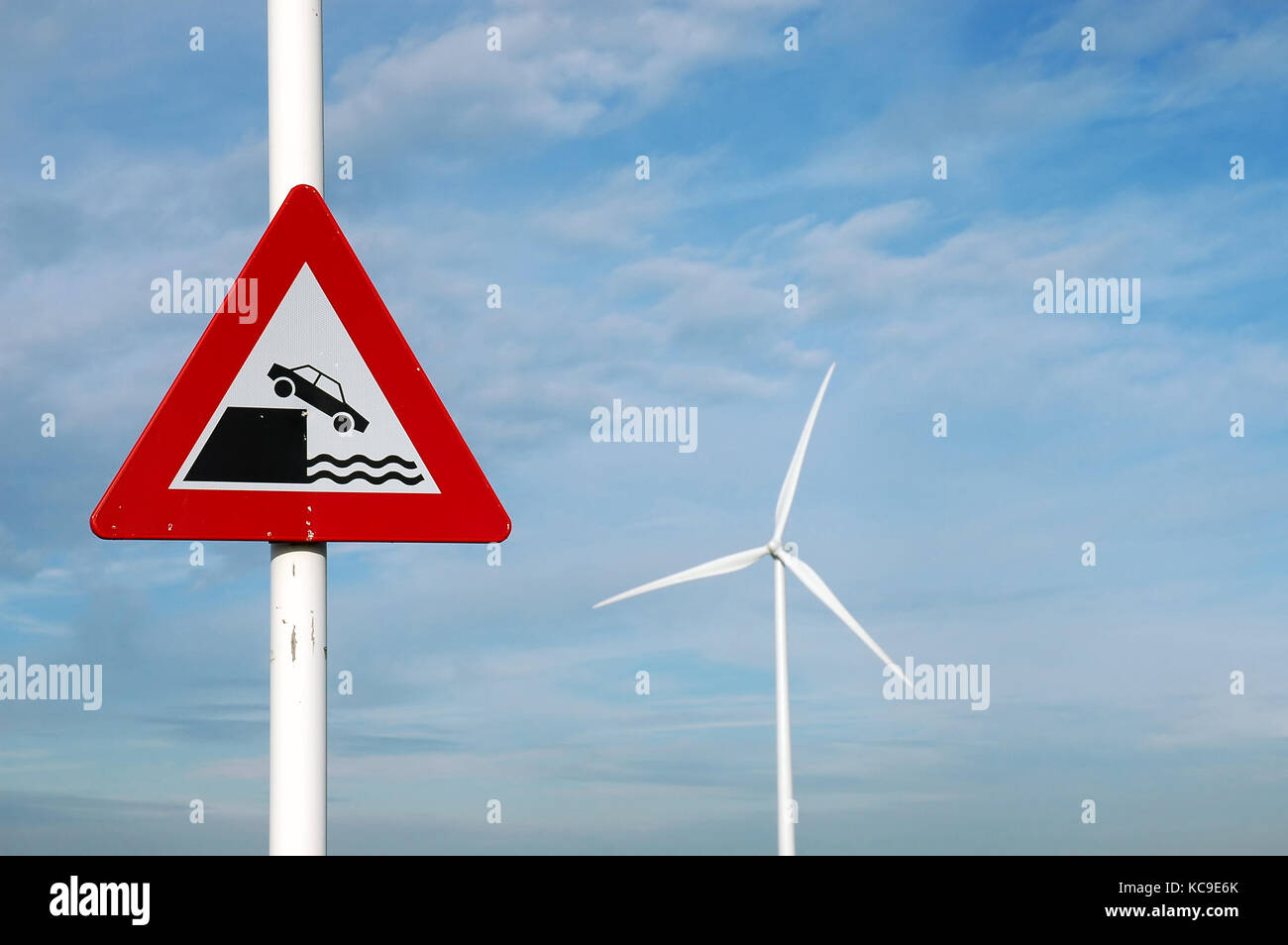 traffic sign and wind turbine Stock Photo - Alamy