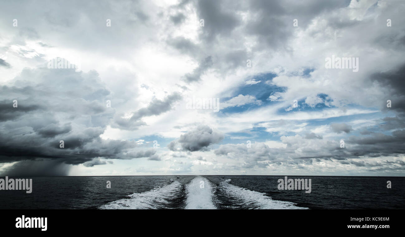 Tropical hurricane from motor boat Stock Photo - Alamy