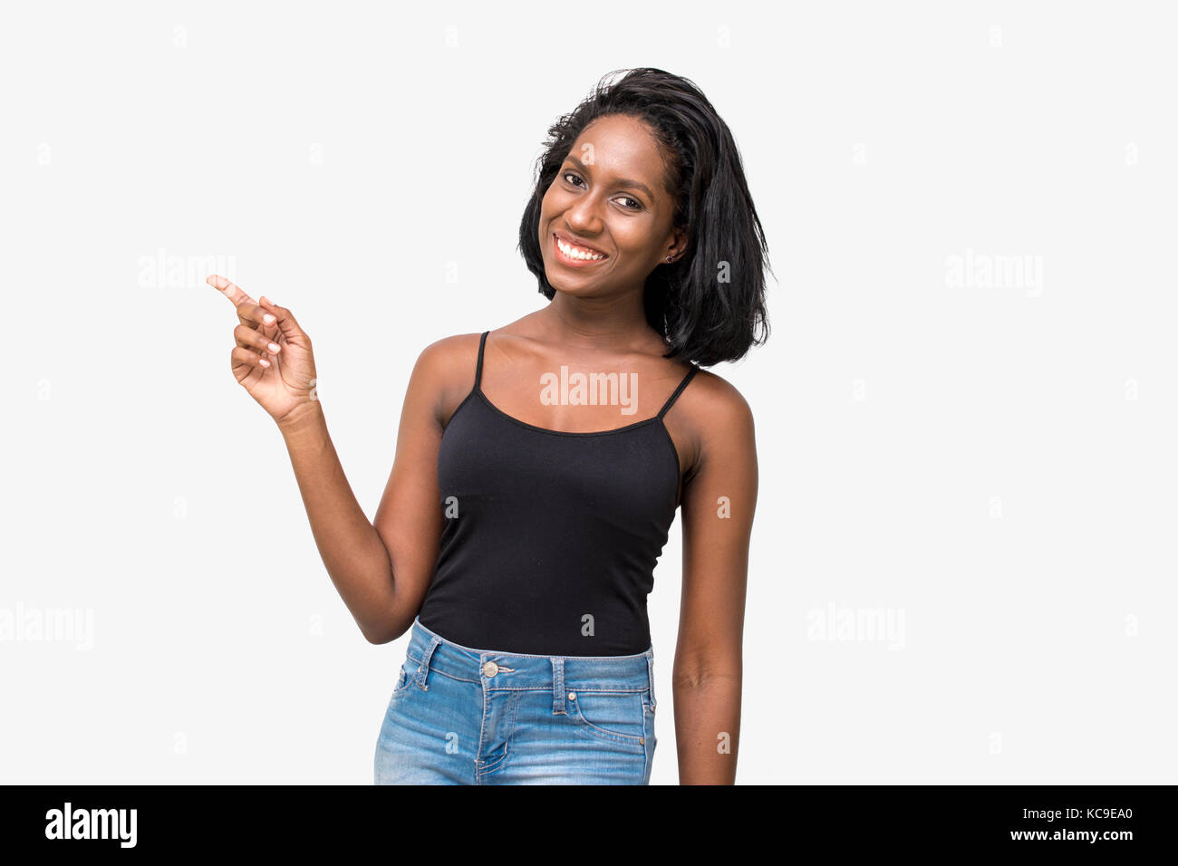 Black woman pointing finger hi-res stock photography and images - Alamy