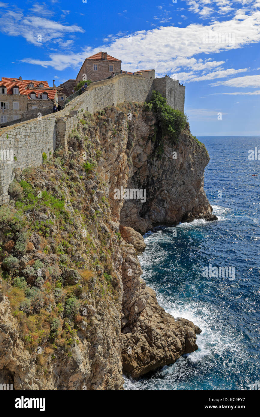 Dubrovnik Old City walls overlooking the Adriatic Sea, Croatia, UNESCO ...