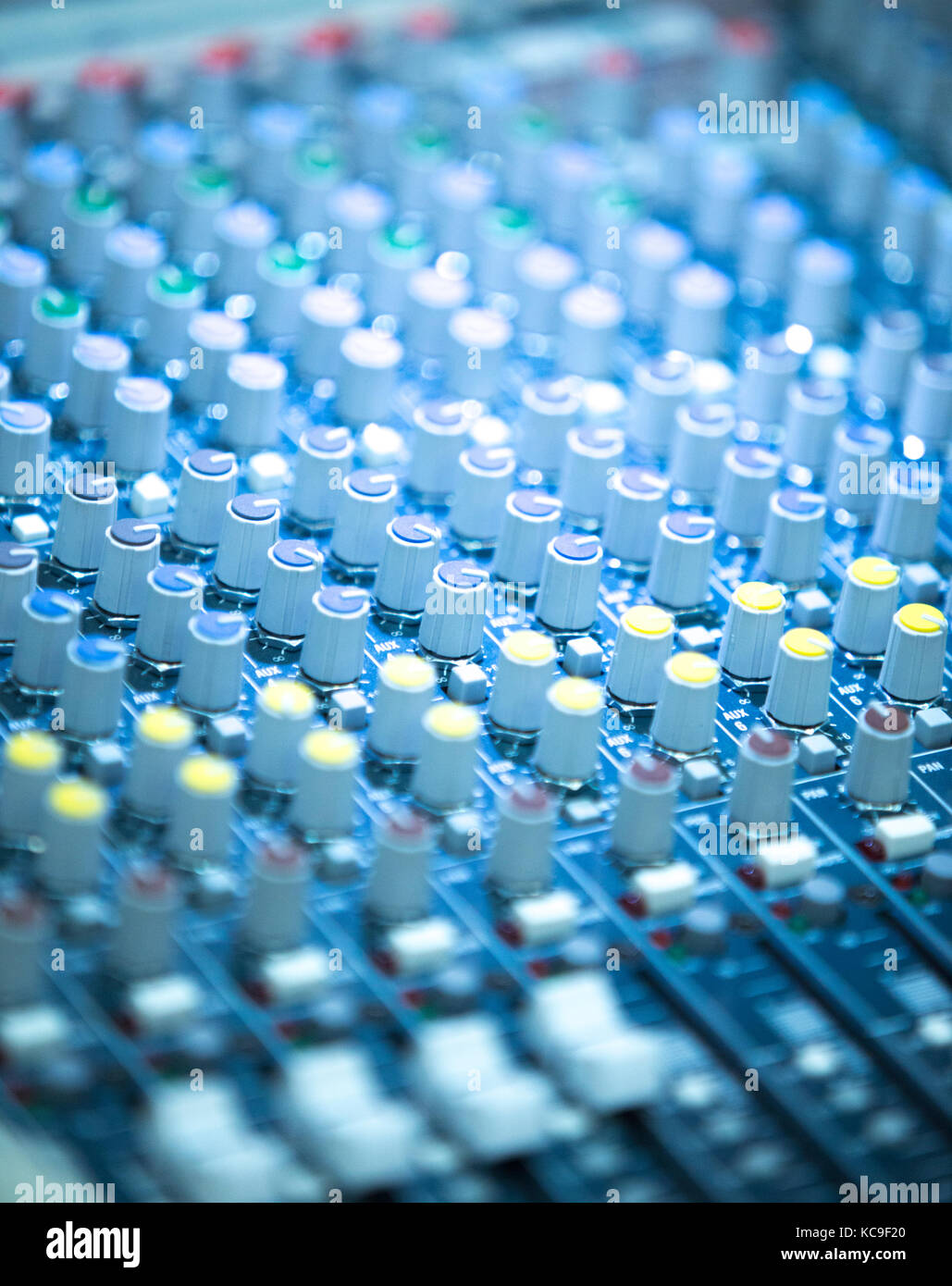 Deejay live electronic dj music mixing desk with buttons and controls ...