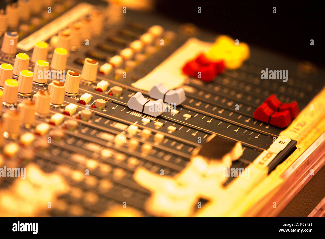 Deejay live electronic dj music mixing desk with buttons and controls ...