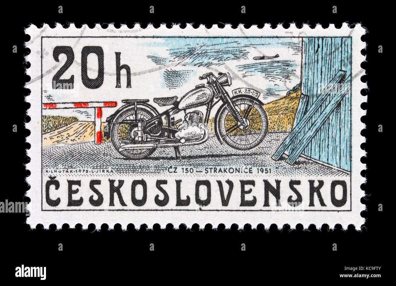 Postage stamp from Czechoslovakia depicting a Strakonice motorcycle ...