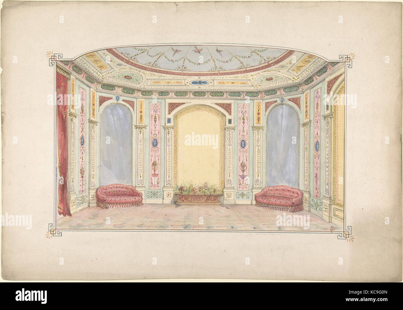 Design for a Room Decorated as an Aviary, John Dibblee Crace, 1850–1919 ...