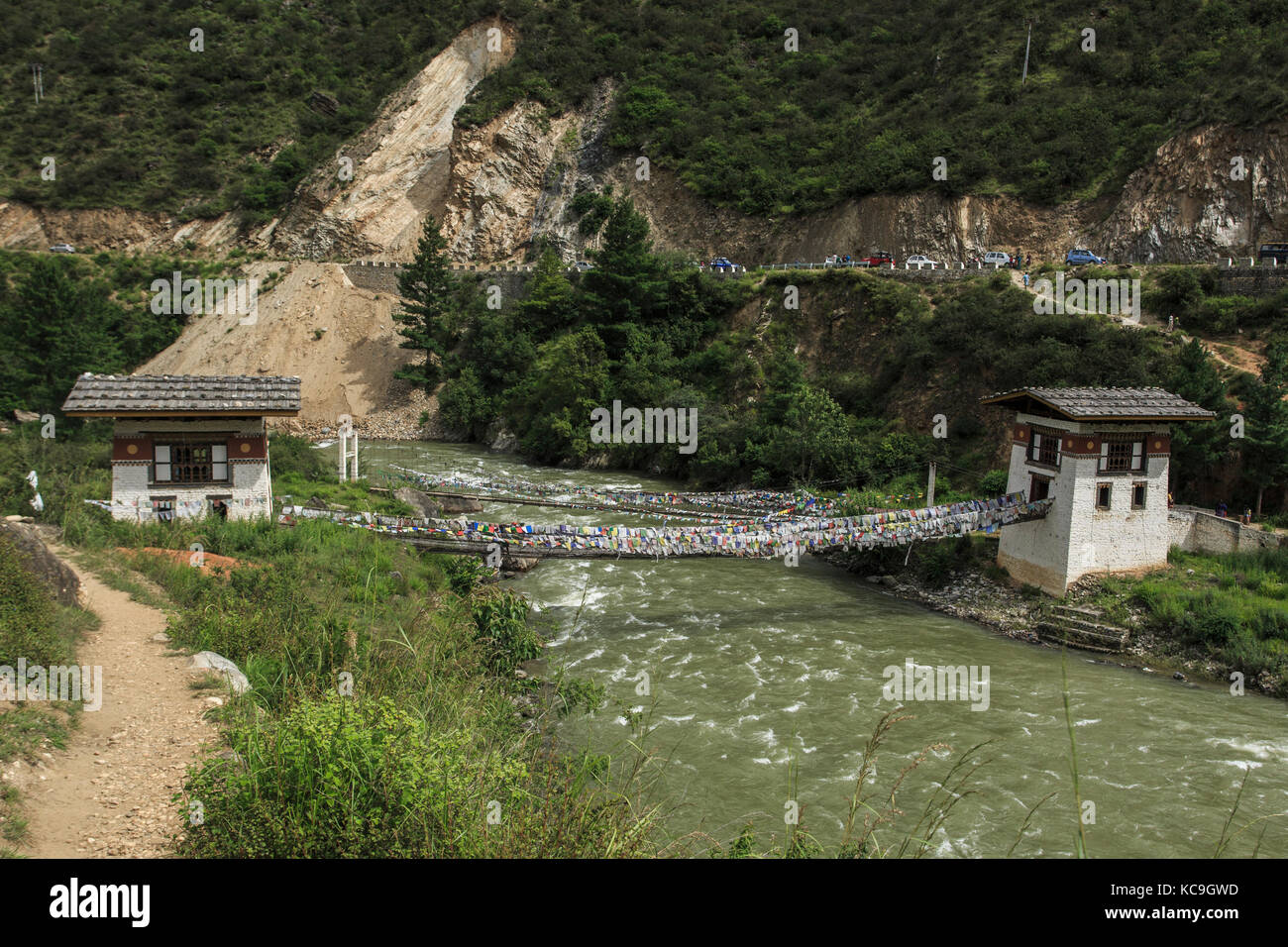 Iron Suspension bridge near Thimphu in Bhutan Stock Photo - Alamy
