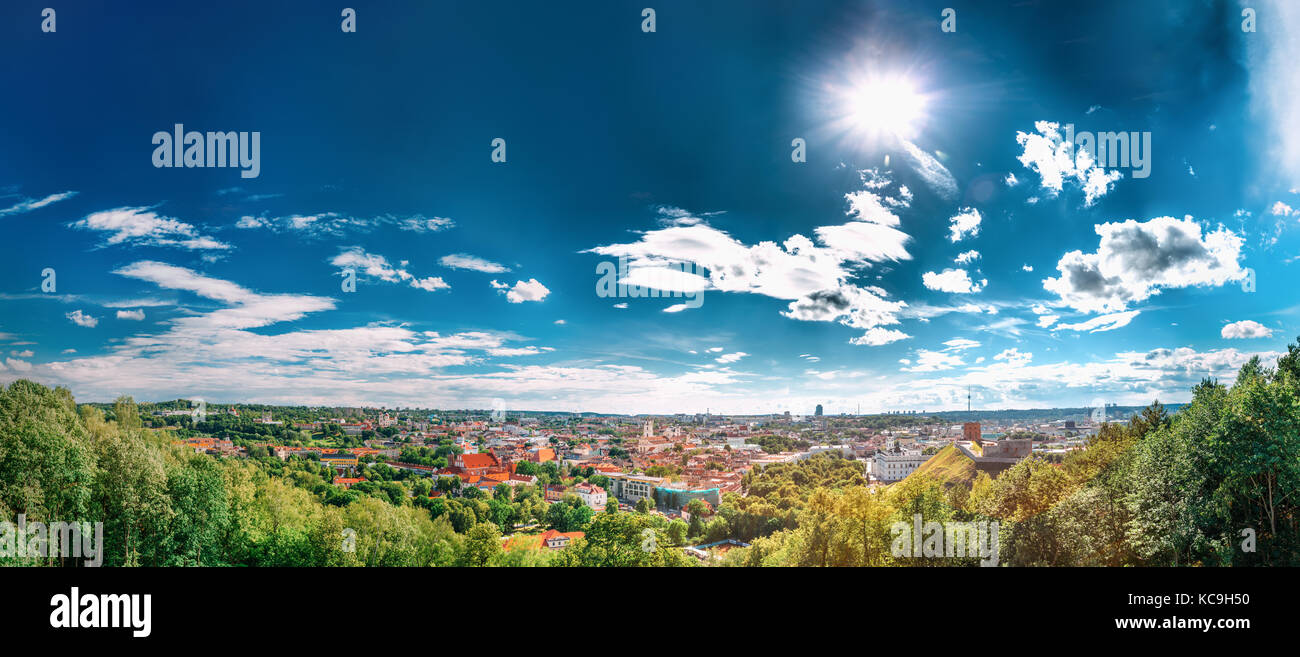 Vilnius, Lithuania. Panoramic View Of Old Town Historic Center ...