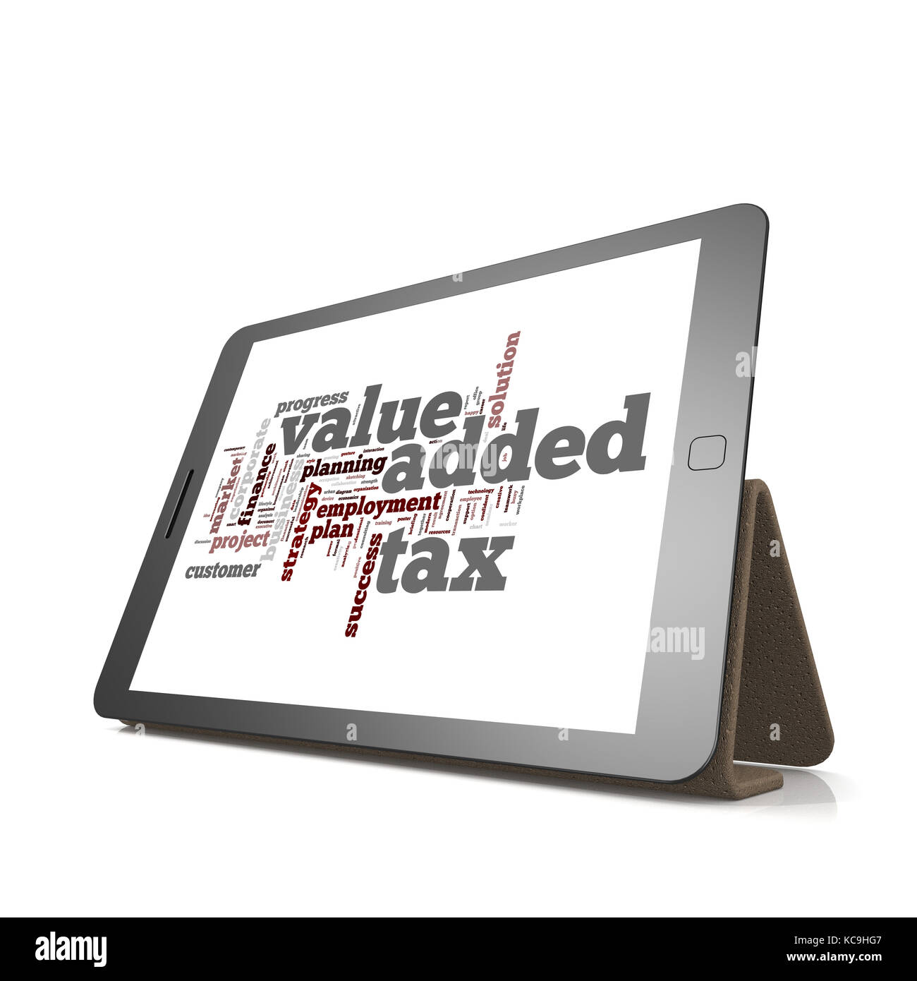 Value added tax word cloud on tablet image with hi-res rendered artwork ...