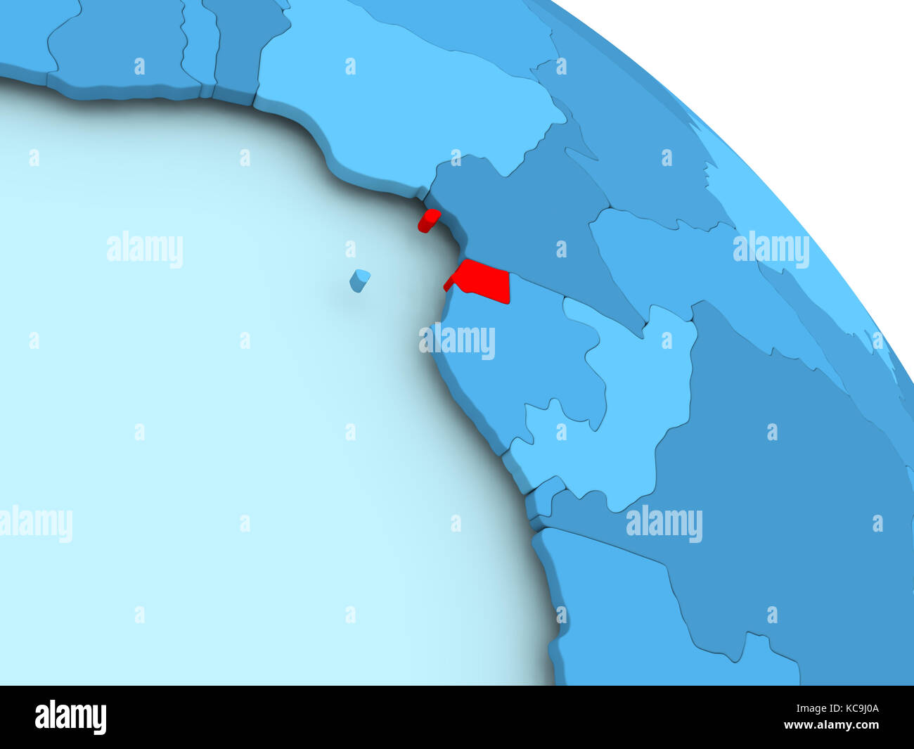 Equatorial Guinea highlighted on blue 3D model of political globe. 3D ...