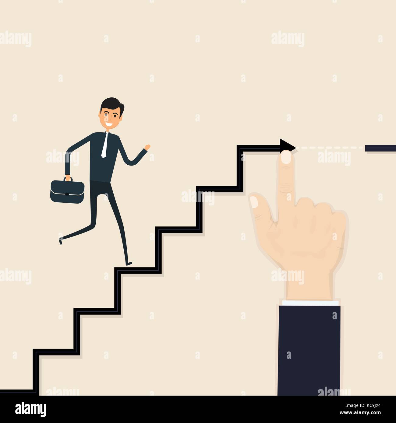 Hand drawing a ladder for young businessman.Hand build stairs for ...