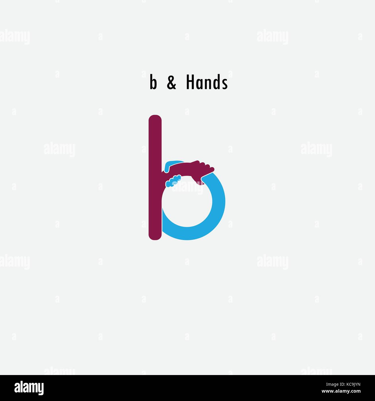 b- Letter abstract icon and hands logo design vector template.Business ...