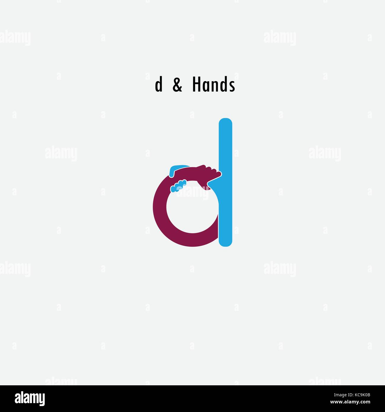 d- Letter abstract icon and hands logo design vector template.Business ...