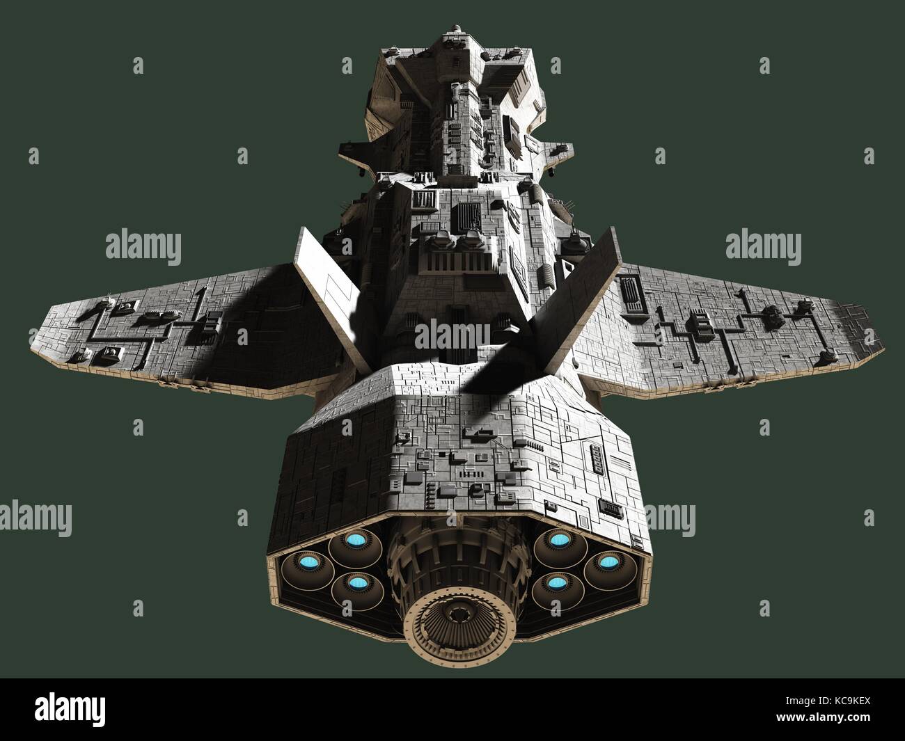 Science Fiction Interplanetary Spaceship - Top Rear View Stock Photo ...