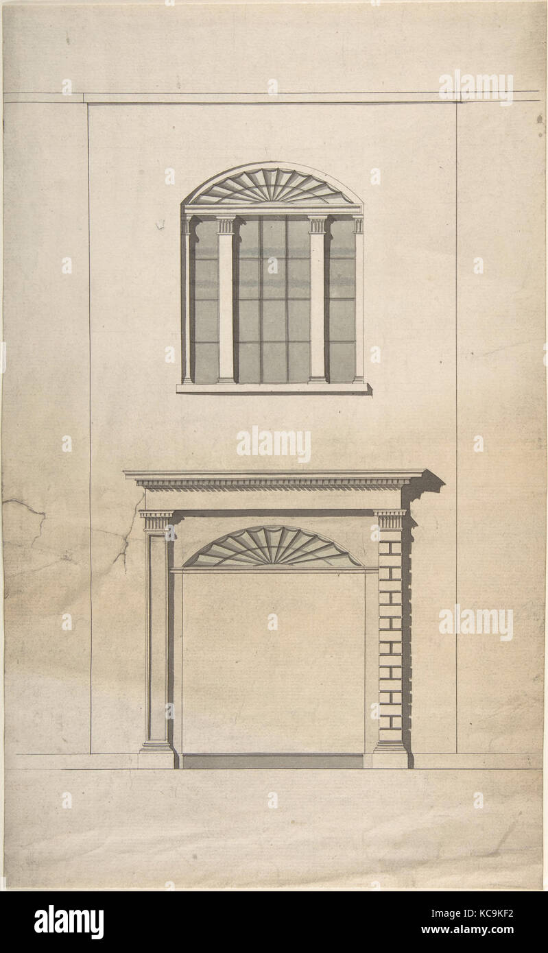 Design for a Fireplace and Window, Anonymous, British, 18th century ...