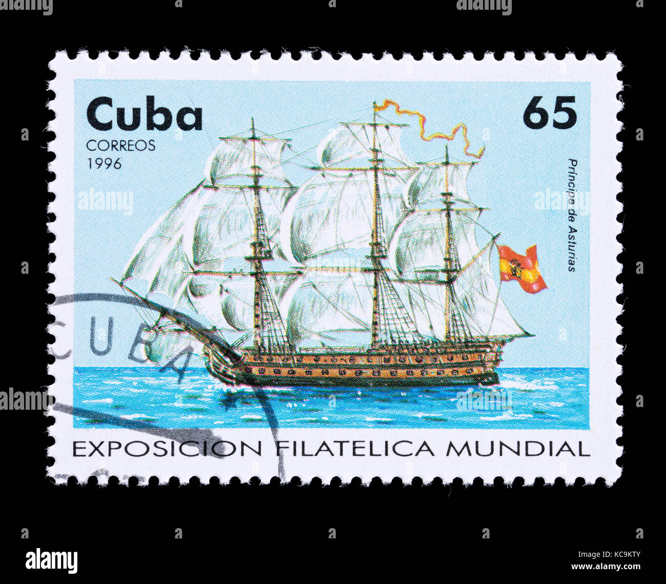 Postage stamp from Cuba depicting the Cuban sailing vessel Principe de ...
