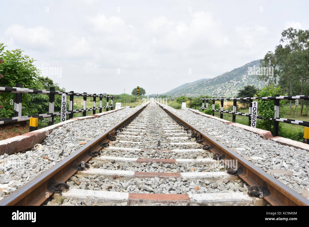 Railway track view Stock Photo - Alamy