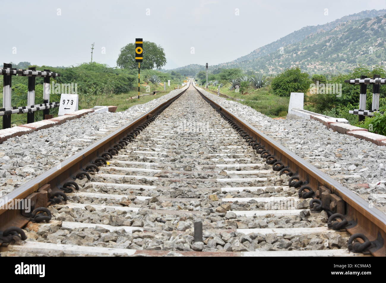 Railway track view Stock Photo - Alamy