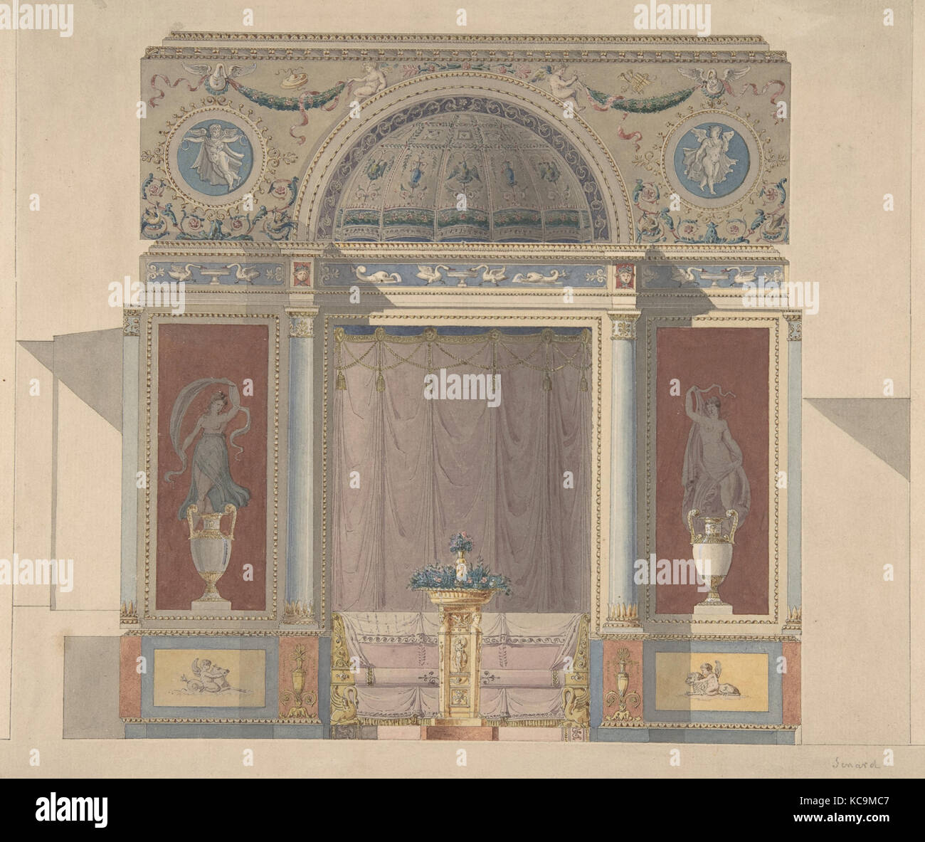 Study for an Arched Alcove with a Canapé, Anonymous, French, 19th ...